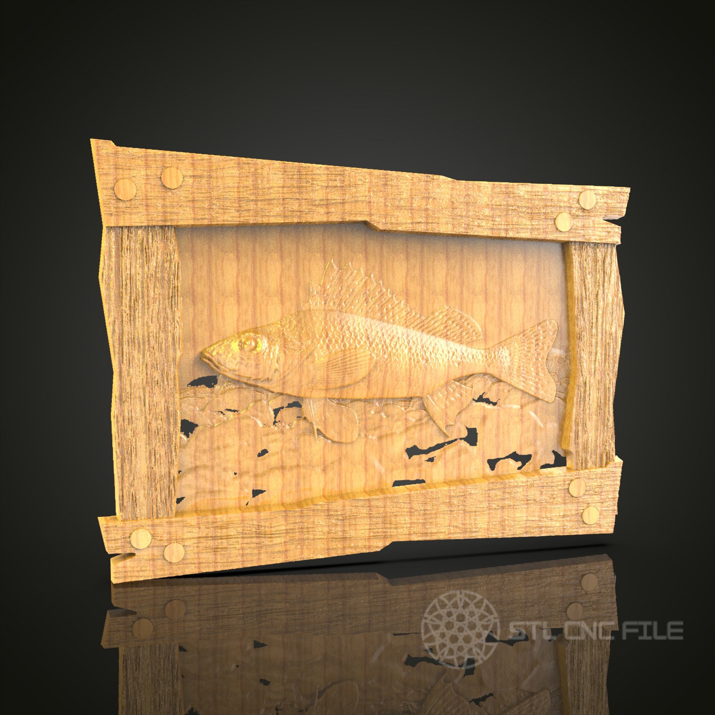Rustic Fish Scene 3D Relief Model for CNC – Fishing Lodge Decor, Wood ...