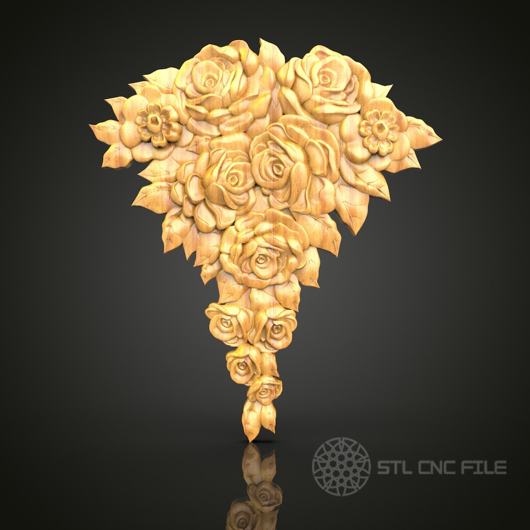 Clustered Roses STL Model for CNC Routers – Exquisite Floral Wood Art ...