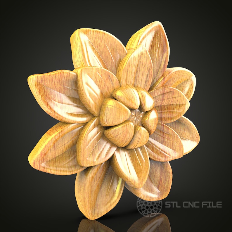 Blooming Lotus Flower STL Model: CNC Router File - Etsy