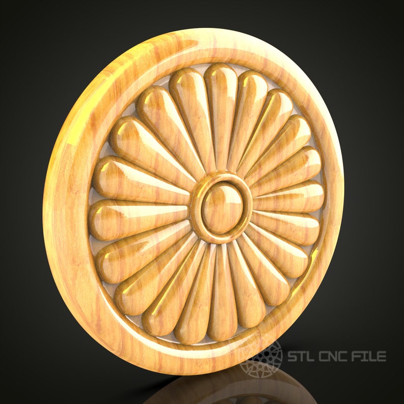Sunburst Rosette STL Model for CNC Router - Wooden Wall Decor, Artcam ...