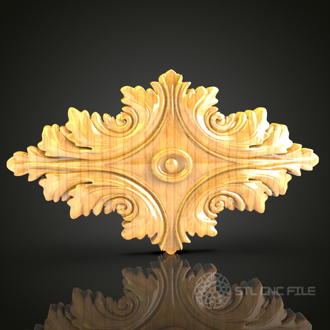 Baroque Leaf Scroll STL Model for CNC Router Engraving - Etsy
