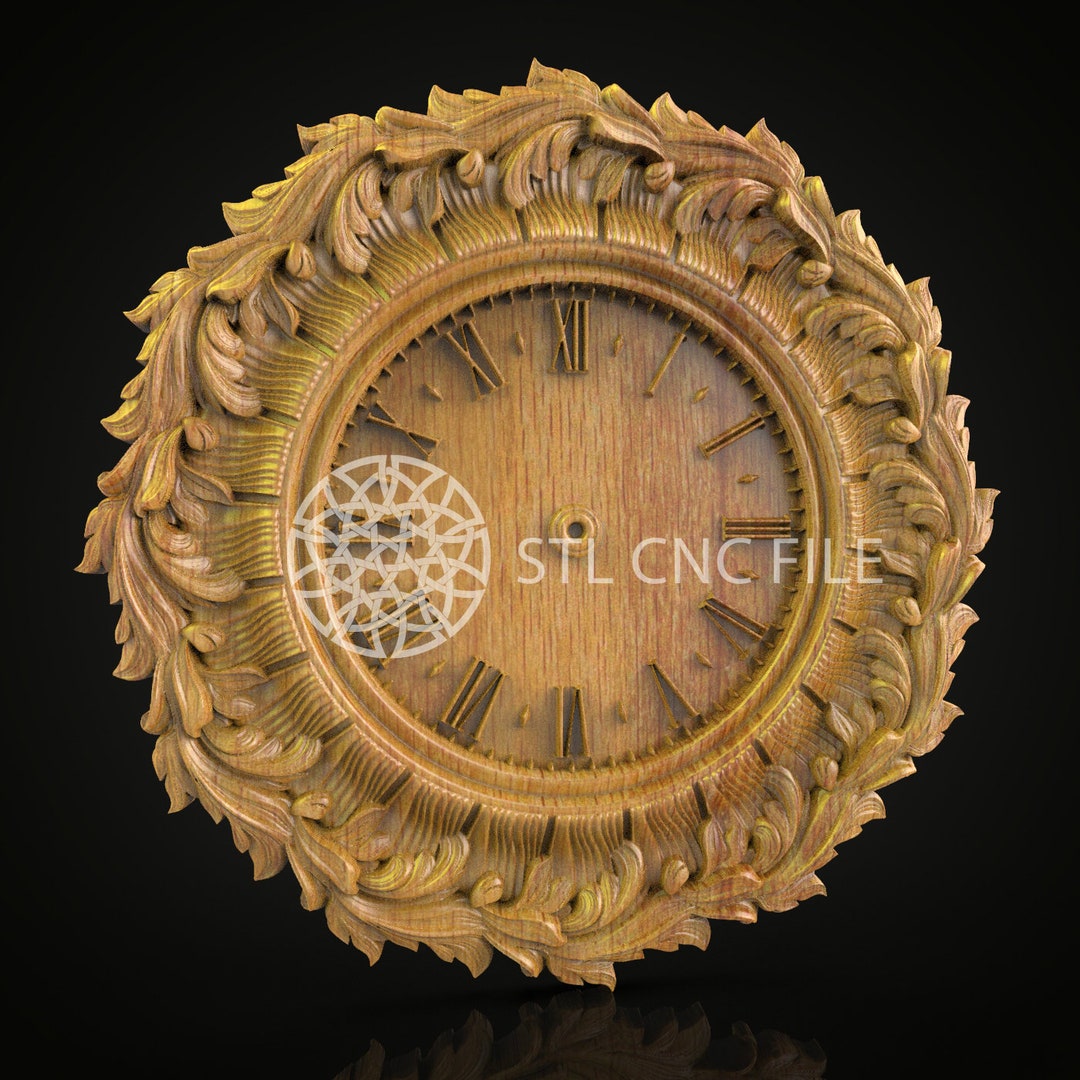 Ornate Floral Clock 3D STL Model, CNC Router Engraving, Artcam & Aspire ...