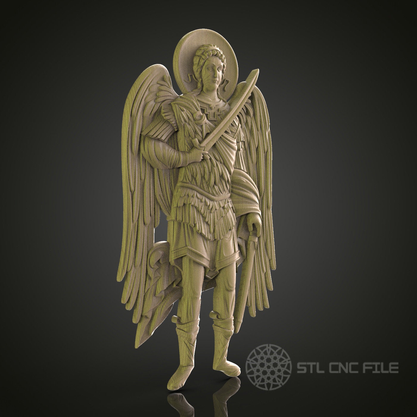 Archangel Michael Sculpture Wall Decor: STL Model for CNC/3D Printer ...