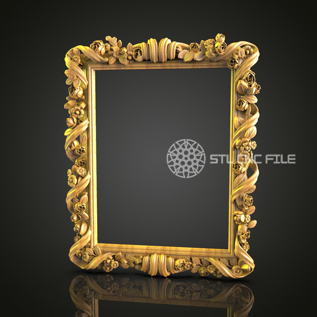 Ornate Floral Wooden Frame 3D Model for CNC Router - Artcam, Aspire ...