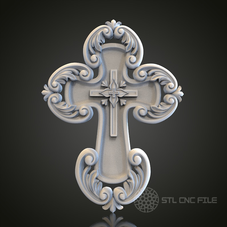 Ornate Cross Relief STL Model for CNC Router Engraver, Artcam, Aspire ...