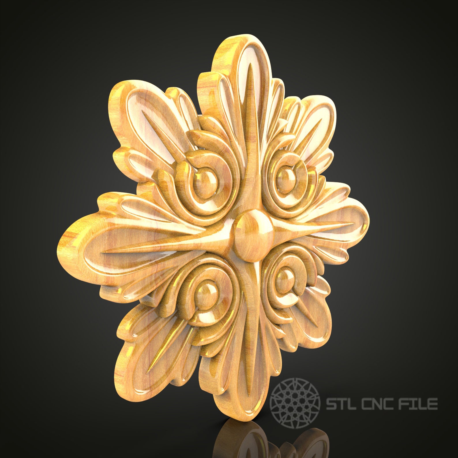 Ornate Art Nouveau CNC Router STL Model - Elegant Symmetrical Wood ...
