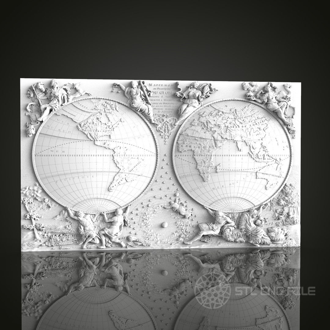 Classic World Map STL Model, CNC Router Engraving File, 3D Artcam ...
