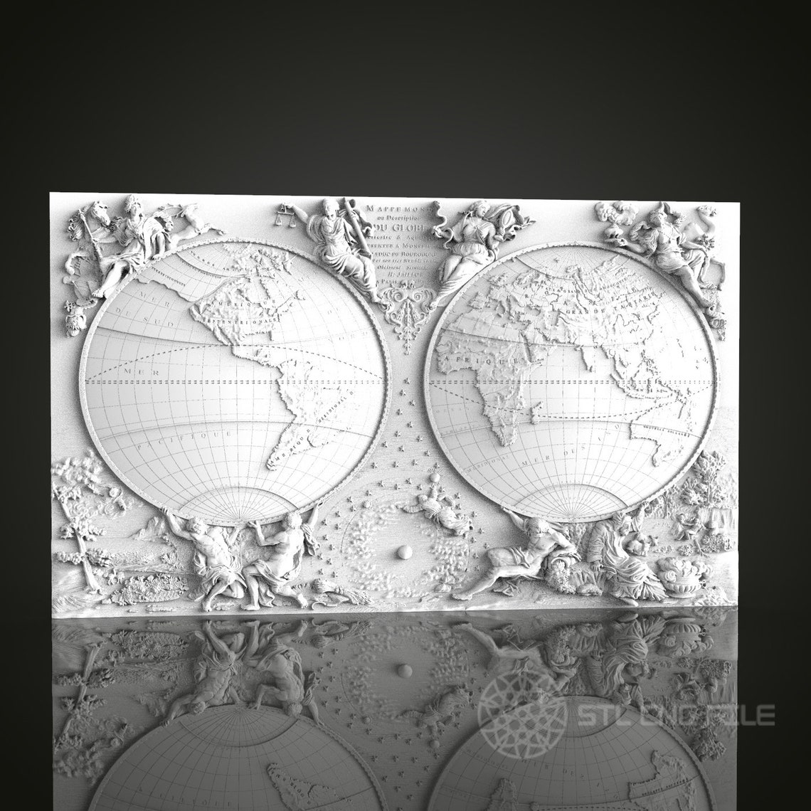 Classic World Map STL Model, CNC Router Engraving File, 3D Artcam ...