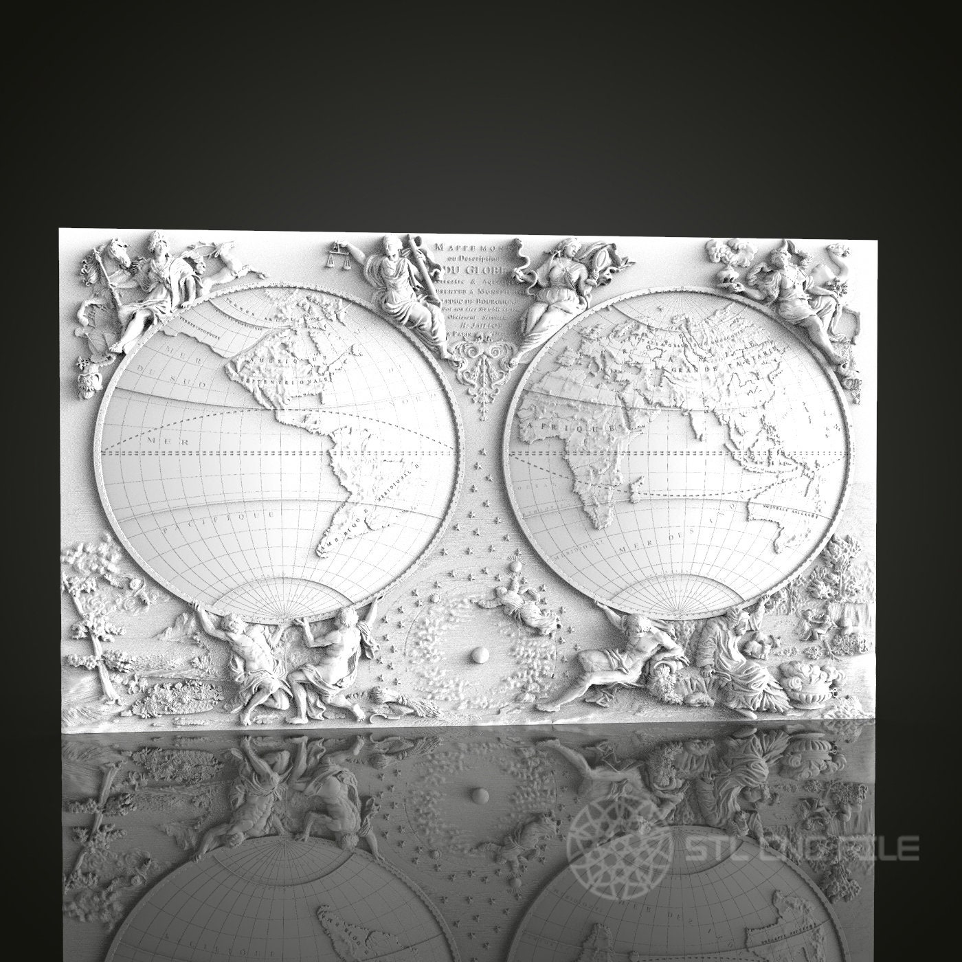 Classic World Map STL Model, CNC Router Engraving File, 3D Artcam ...