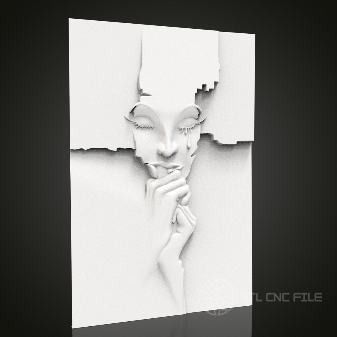 CNC Engraved Crying Face STL Model: Abstract Wood Panel (digital File ...