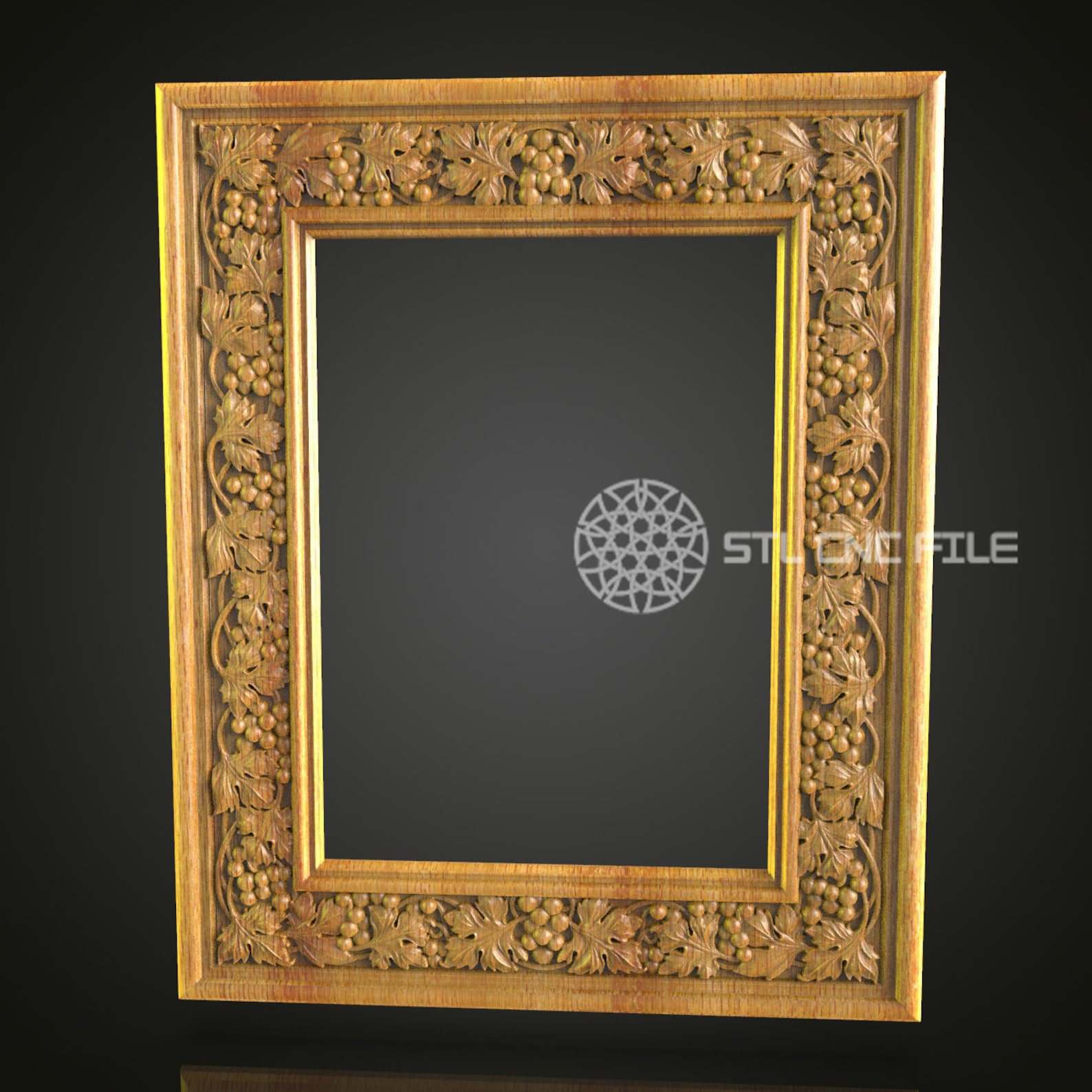 Luxurious Square Grapevine Mirror Frame STL Model, Detailed CNC Router ...