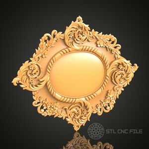 Ornate Floral Oval Frame Design STL Model for CNC Router Engraver ...
