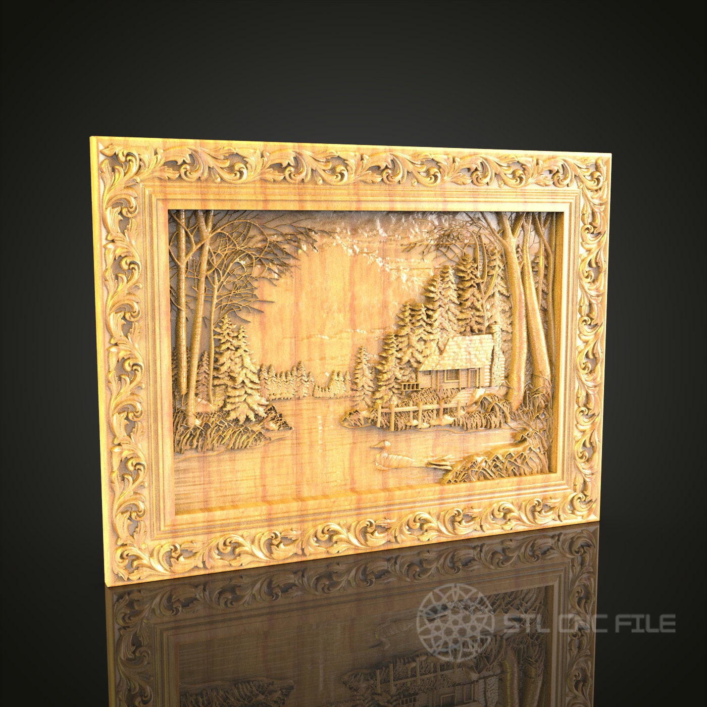 Winter Cabin in the Woods Wall Art 3D STL File for CNC Wood Carving - Etsy