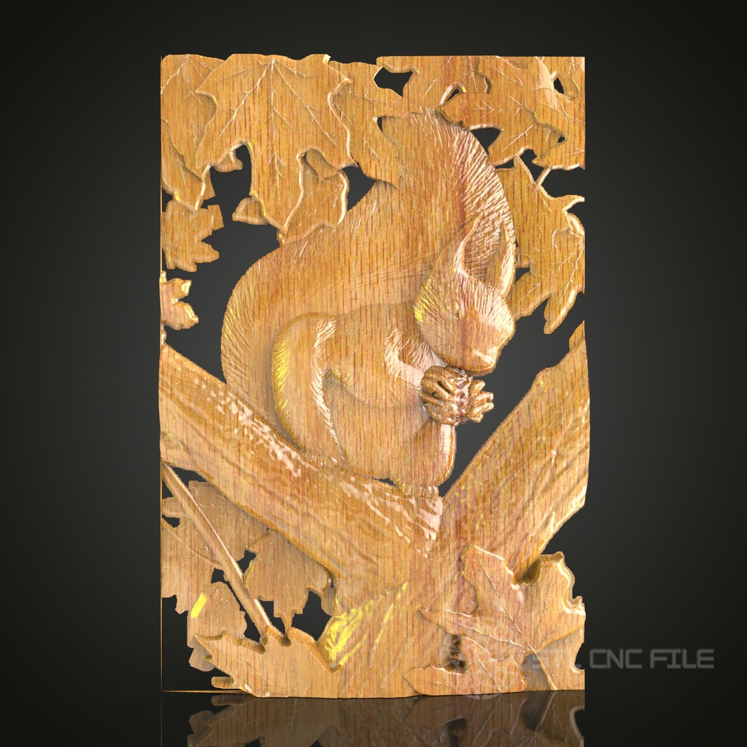 Autumn Squirrel Relief – CNC Router STL Model for Wood Decor - Etsy