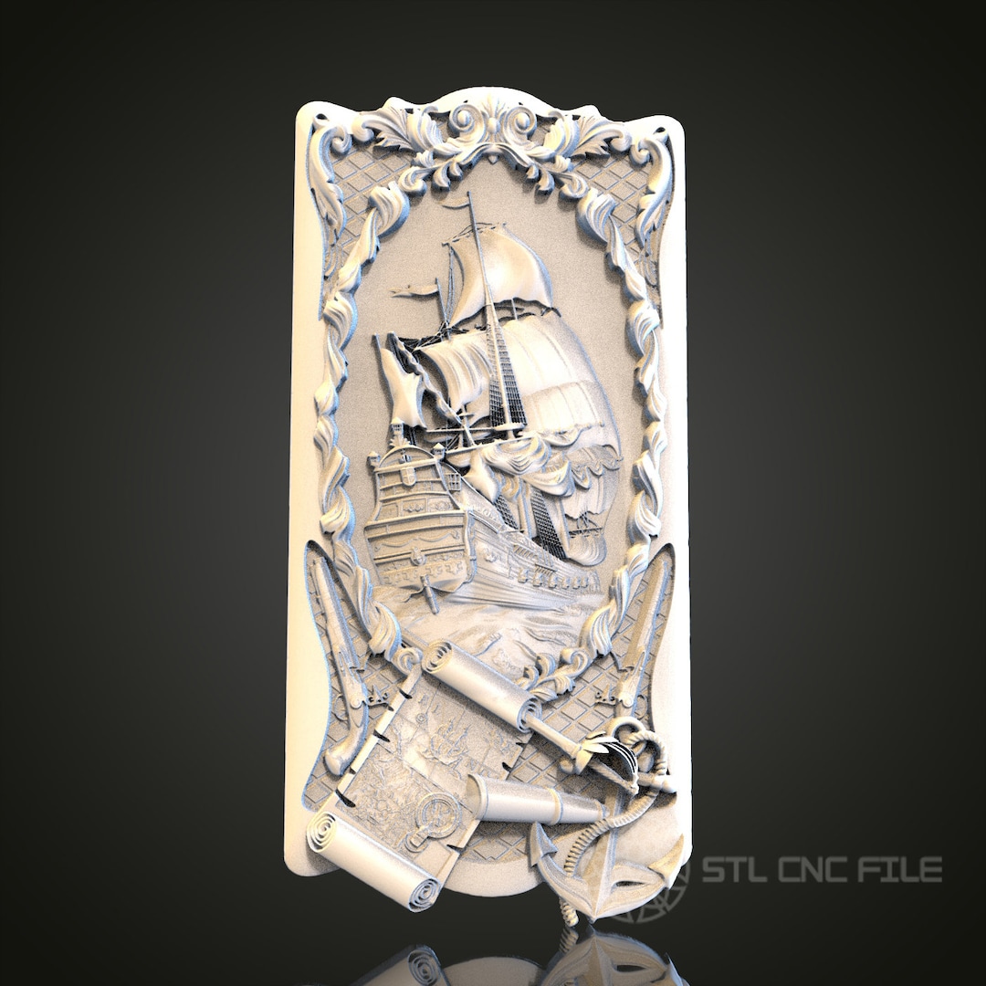 Vintage Sailing Ship 3D STL File, CNC and 3D Printer Model, Nautical ...