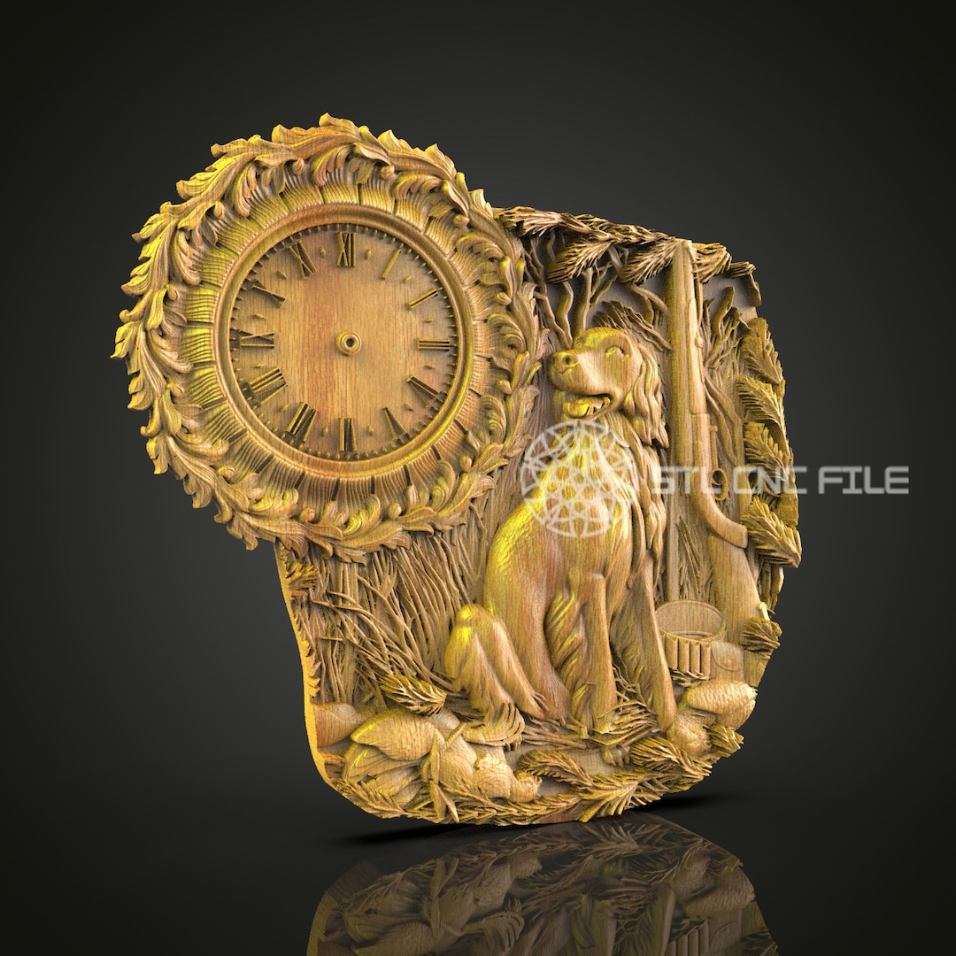 Forest Hunter 3D STL Clock Model - CNC Carving Files, Woodland Art ...