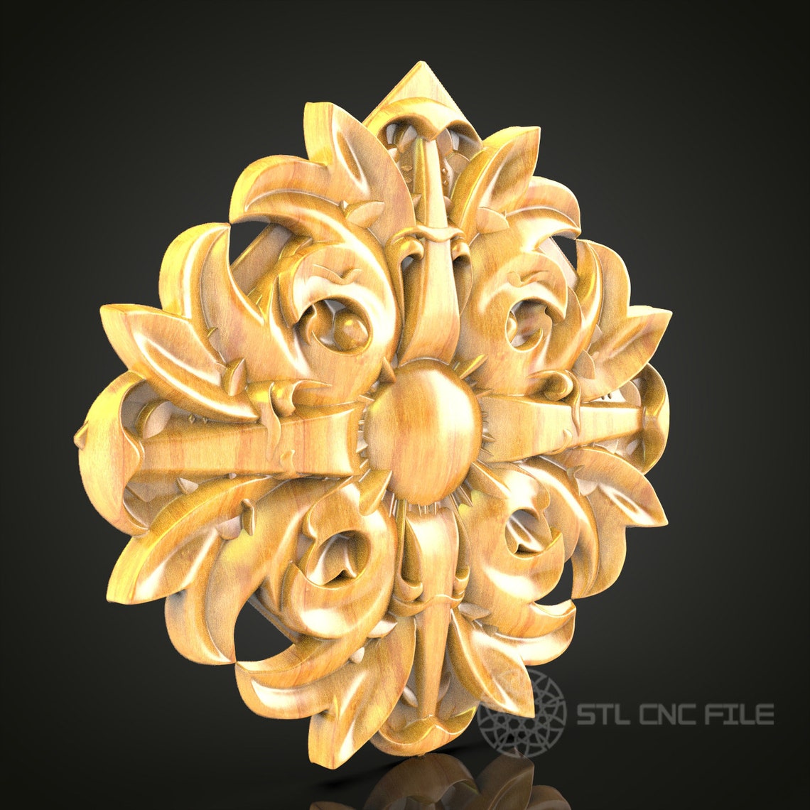 Ornate Floral Medallion STL Model: CNC Router File - Etsy