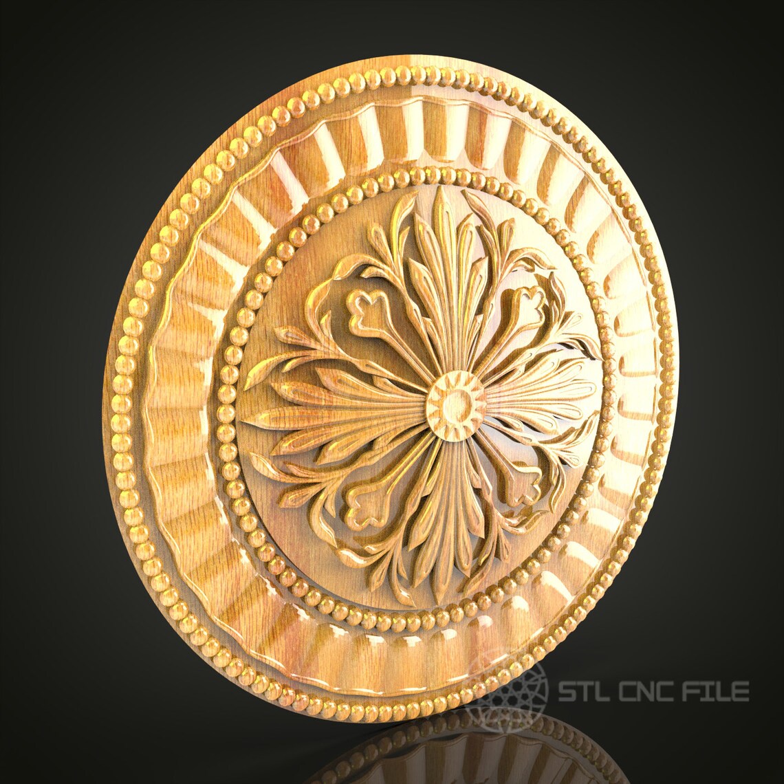 Classic Rosette STL Model for CNC Router Retro Style Wooden Decor ...