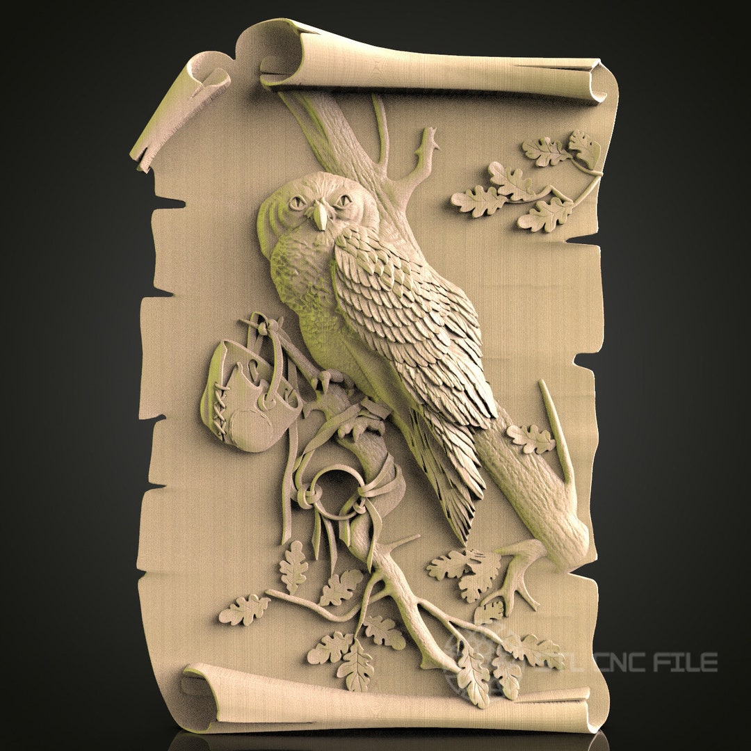 Parrot on Scroll 3D STL Model: CNC Router Engraver File, Wood Wall ...