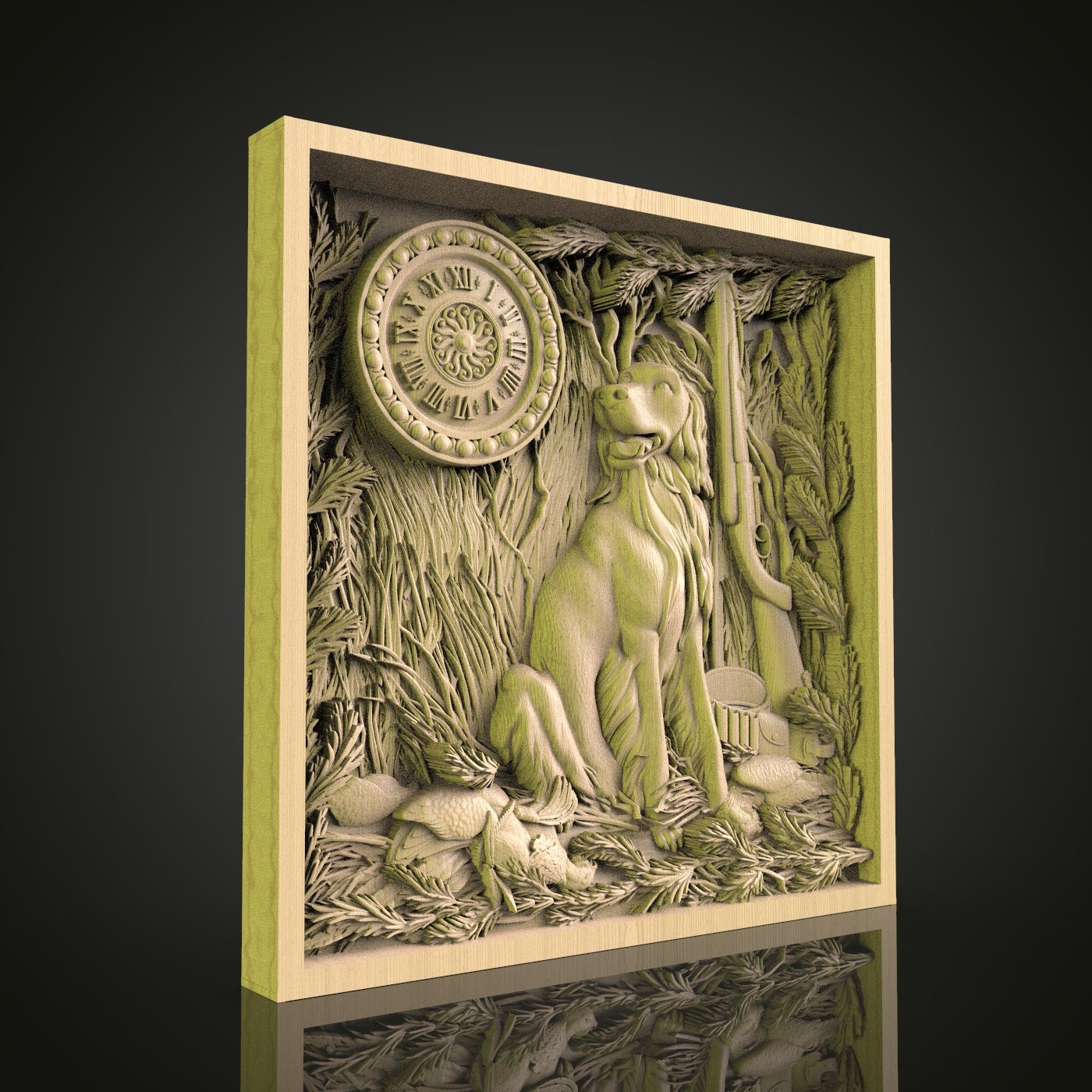 Hunting Dog Forest Scene Wall Art STL File: CNC Router Engraving - Etsy