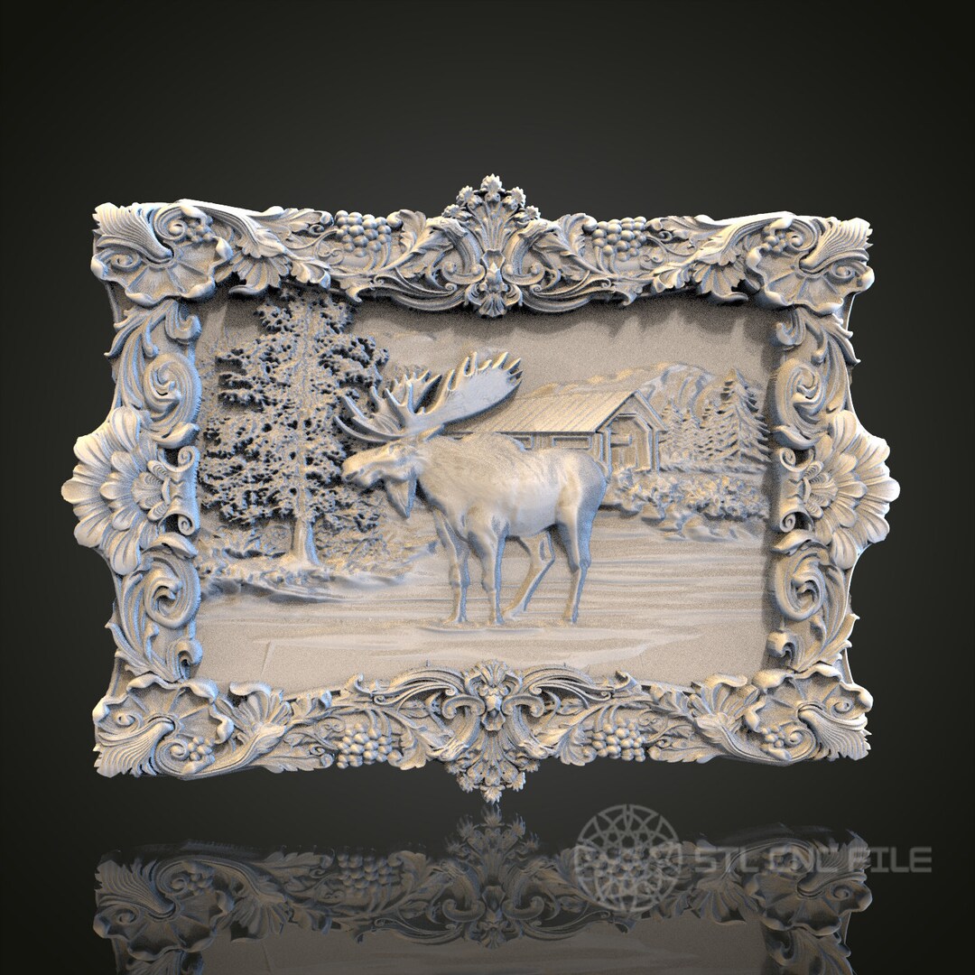 Moose Landscape Relief STL Model for CNC Router Engraver, Artcam ...