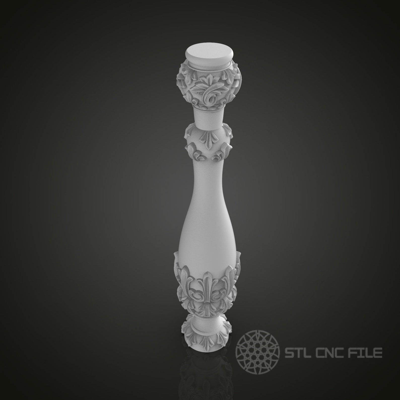 Ornate Architectural Column STL Model for CNC Router - Ideal for Artcam ...