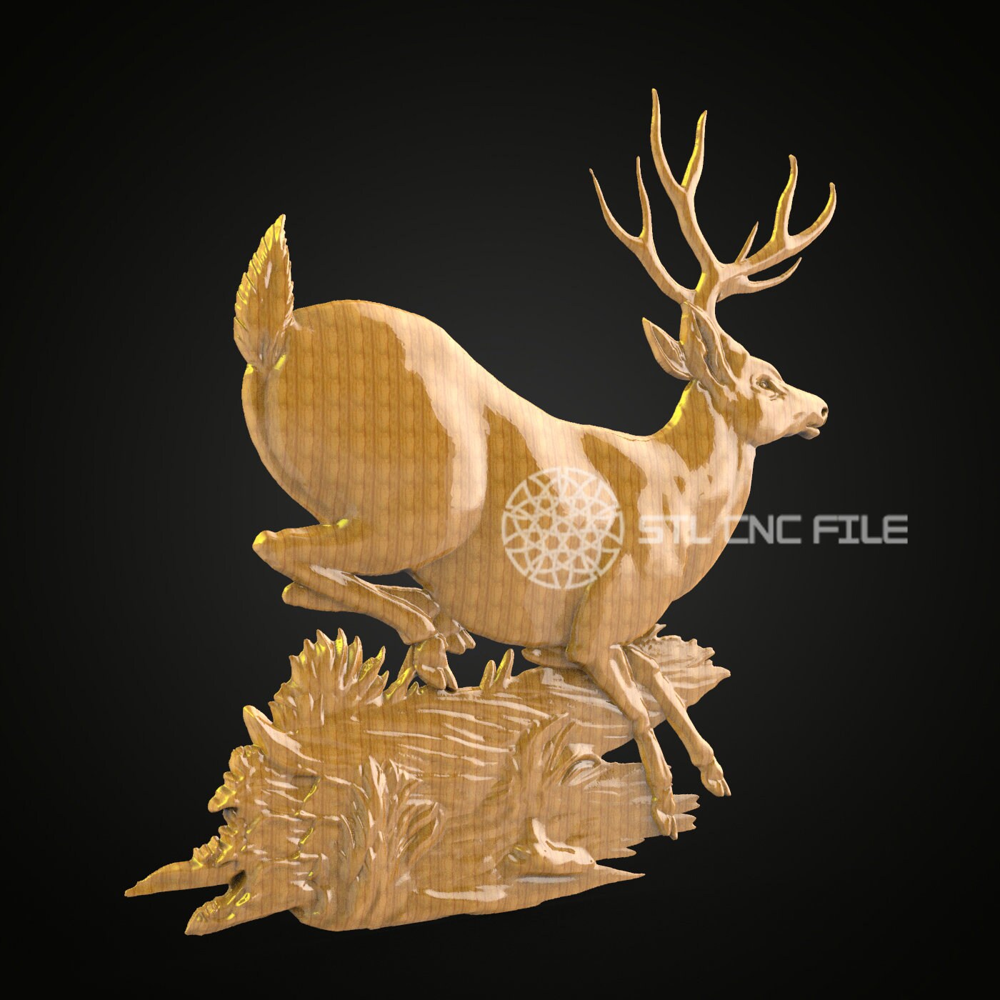 Deer Stag Wood Art STL Model for CNC Router Engraving - Artcam, Aspire ...