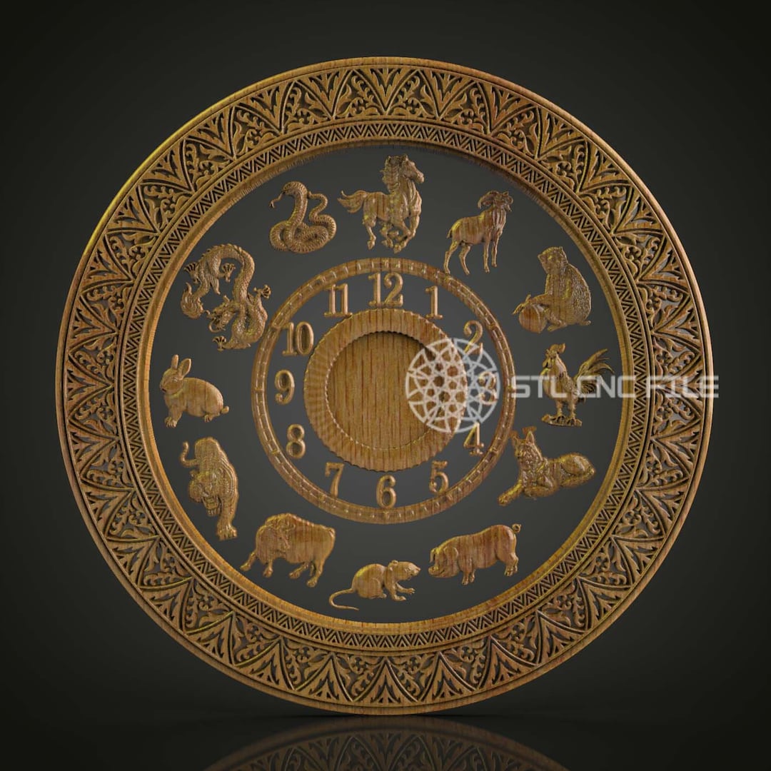 Zodiac Animals Clock STL Model: CNC Router Engraving File - Etsy