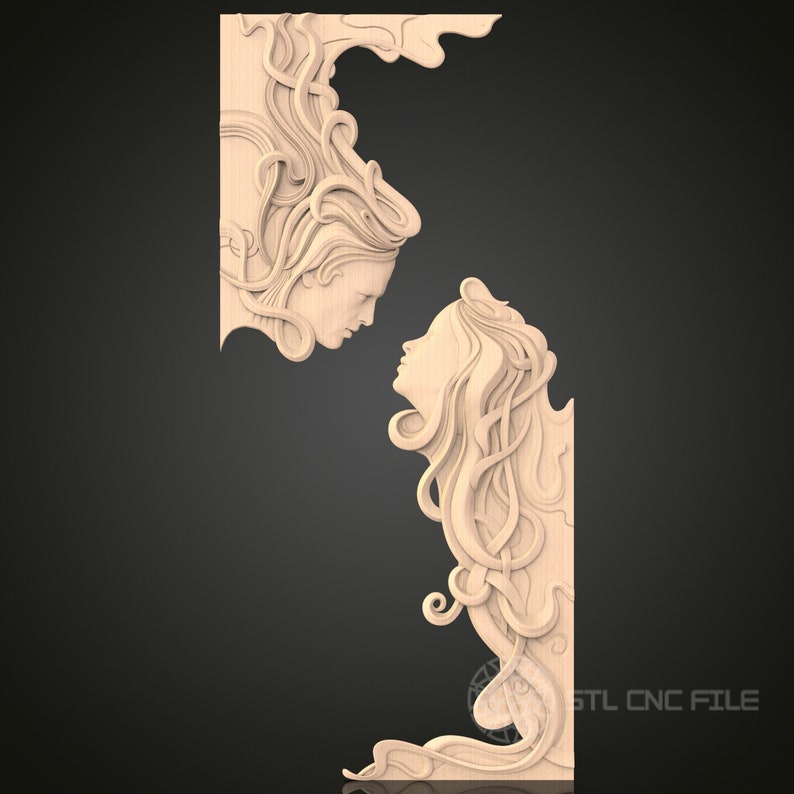 Art Nouveau Lady Profile 3D Model STL File, Elegant Female Figure for ...