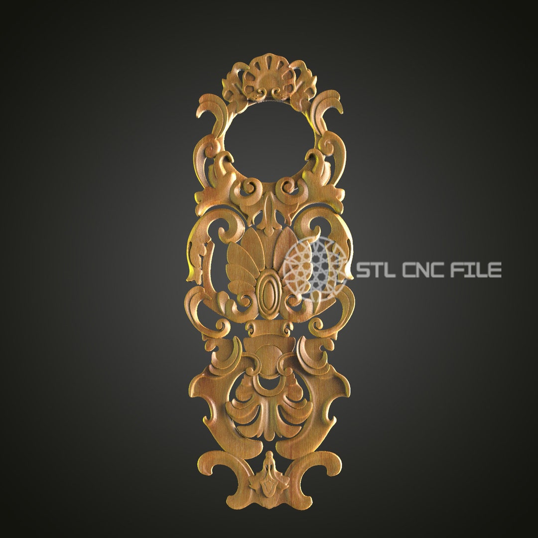 Elegant Baroque Handle Design - CNC Router STL Model, Ornate Door ...