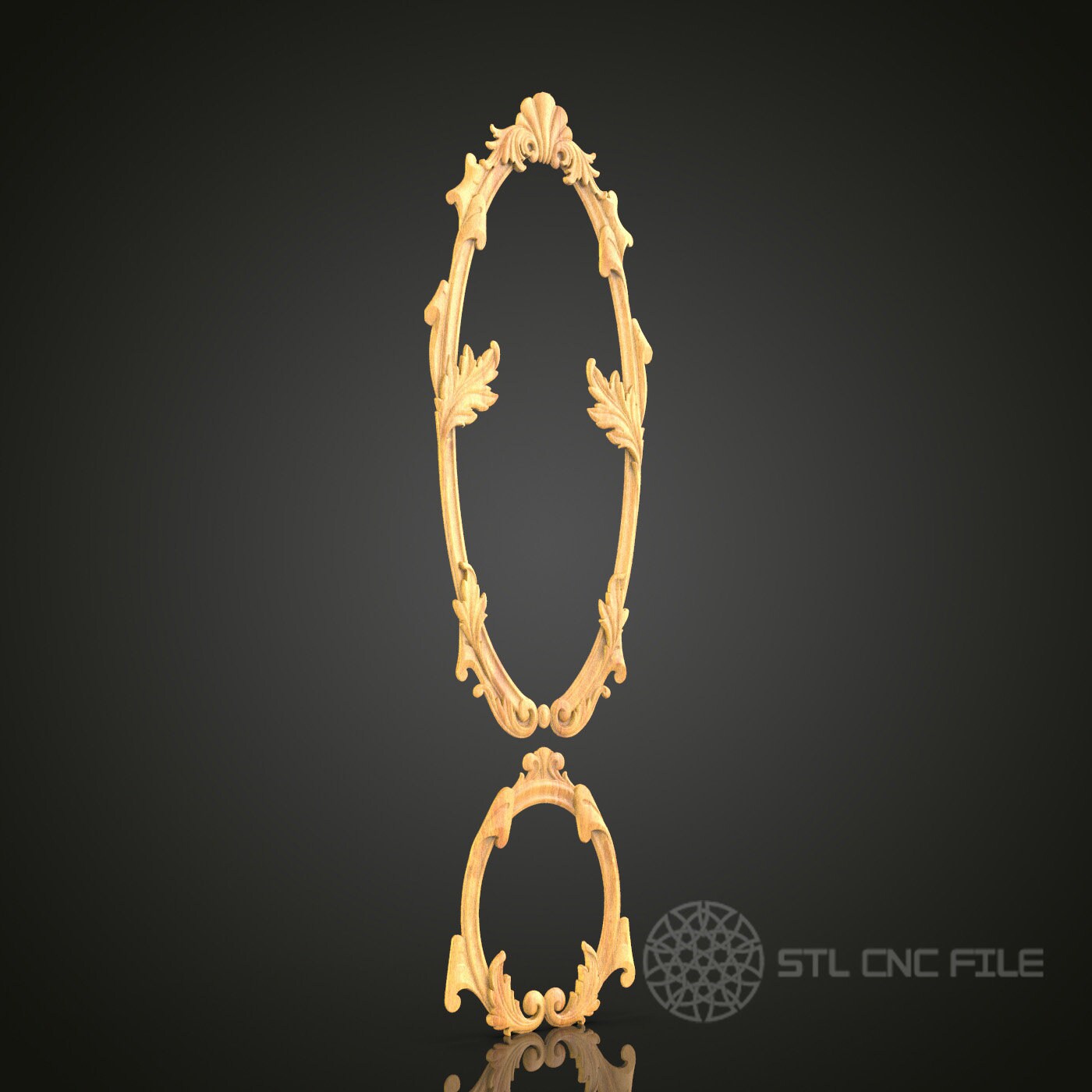 Baroque Style Oval Frame STL Model for CNC Routers, Wood Art Wall Decor ...