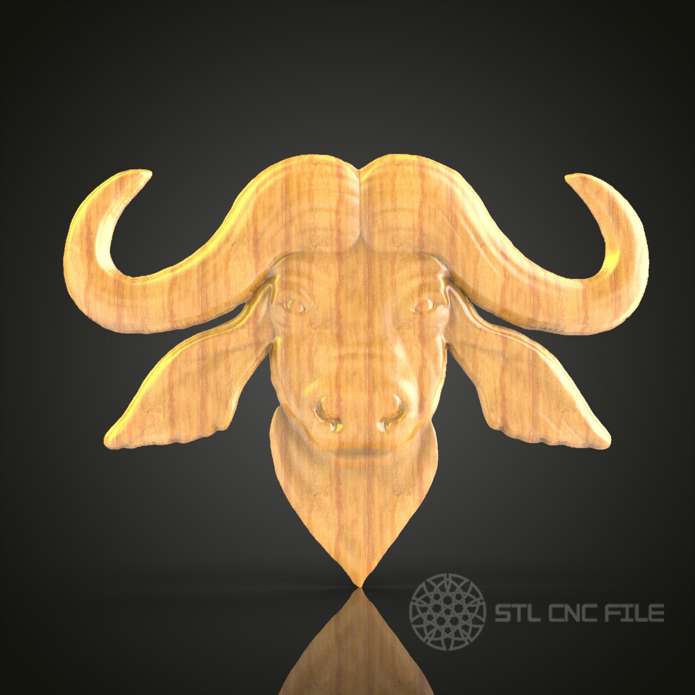 Majestic Buffalo Head 3D STL Model for CNC Router - Rustic Wood Wall ...