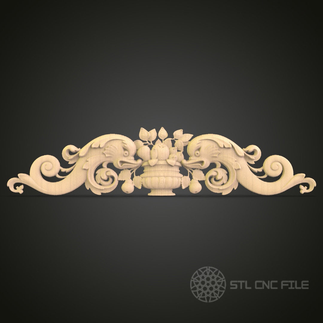 Symmetrical Decorative Panel STL File for CNC - Classic Rococo 3D Wood ...