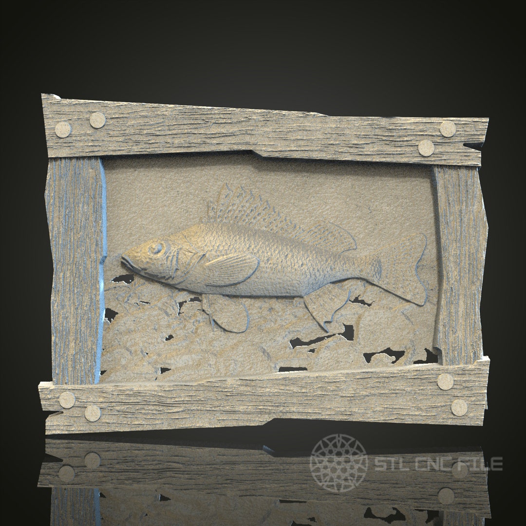 3D Fish Relief STL Model for CNC Router Engraver Rustic Wall Art Decor ...