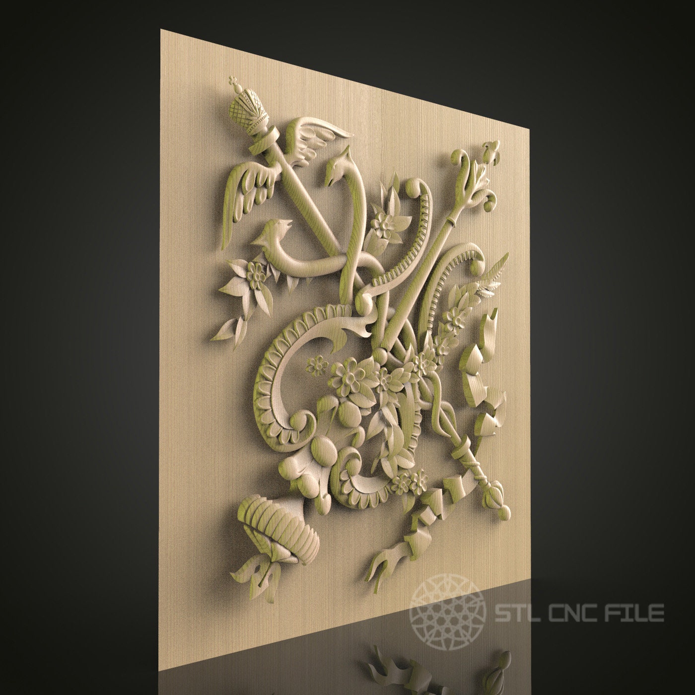 Medieval Griffin and Flora 3D Model STL File, Mythical Creature Design ...
