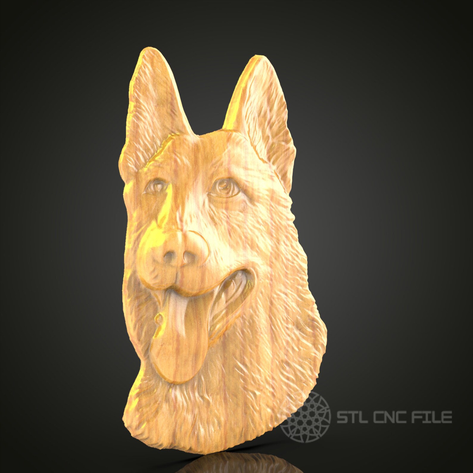 German Shepherd 3D Model STL File: CNC Router Wood Art (digital File ...