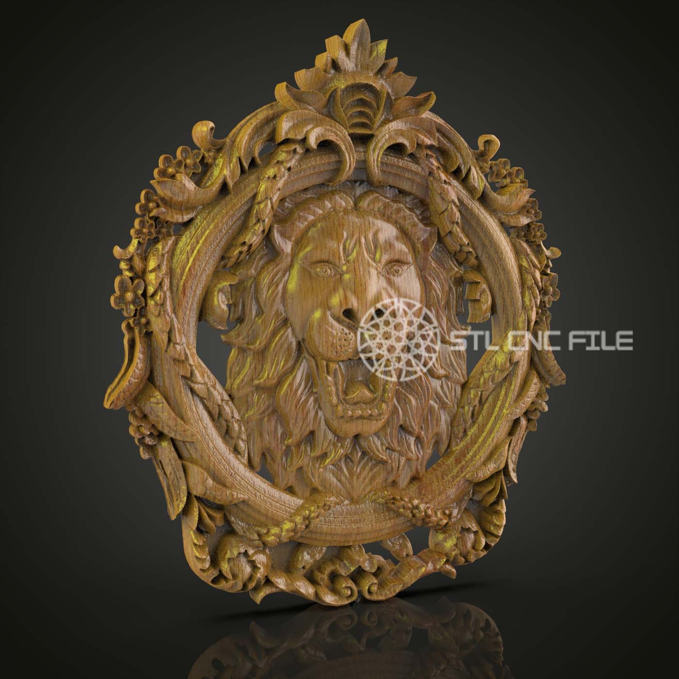 Baroque Lion Shield 3D STL Model, Intricate CNC Router Carving File ...