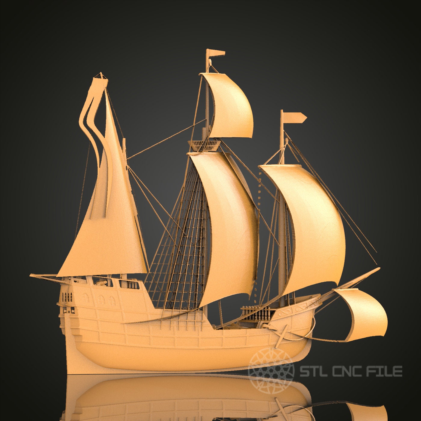 3D Ship Model Stl for CNC Router Engraver - Artcam, Aspire, CNC, Wood, Wall Decor, 3D Printer ...