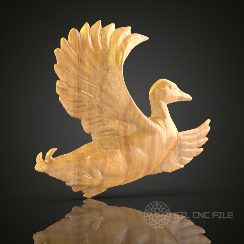 Graceful Flying Goose STL Model for CNC Routing - Elegant Wall Art File ...