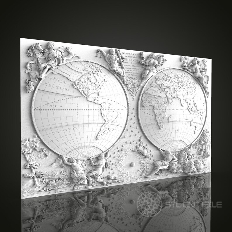 Classic World Map STL Model, CNC Router Engraving File, 3D Artcam ...