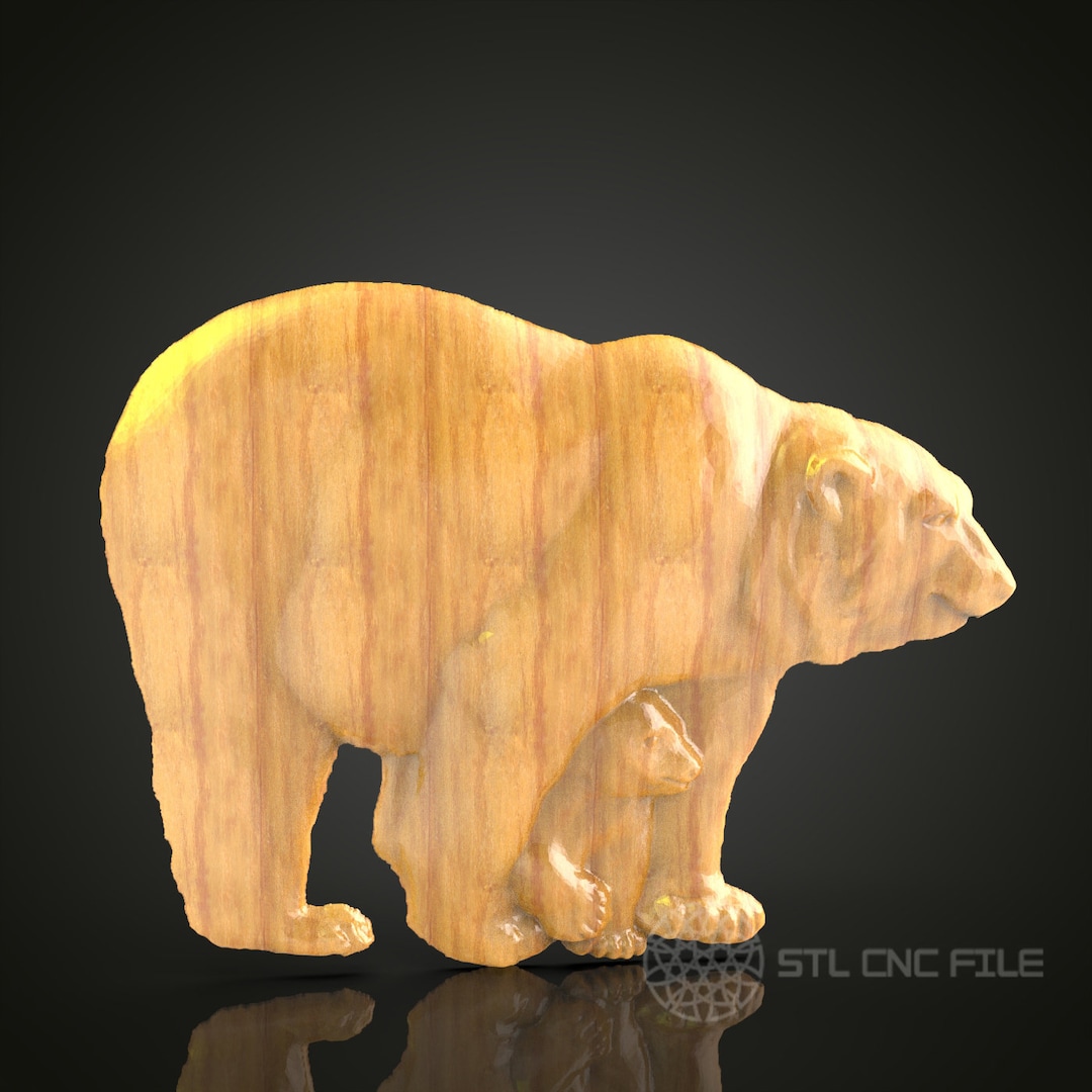 Polar Bear and Cub 3D Model for CNC Router - Artcam, Aspire, STL File ...