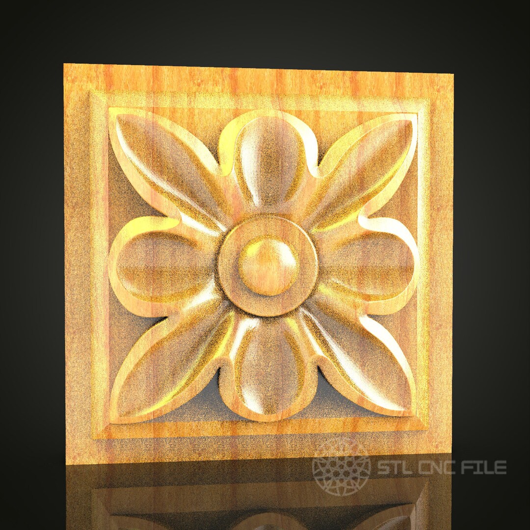 Simple Floral Square Panel STL Model for CNC Router, Compatible With ...