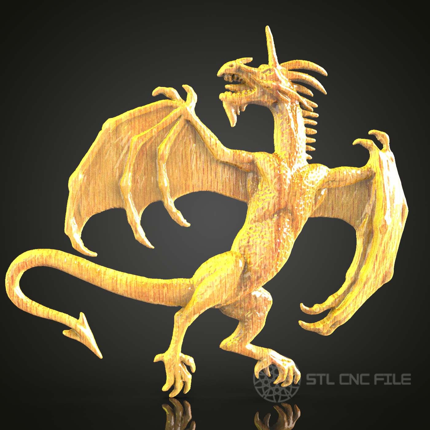 Majestic Dragon STL Model for CNC Router, Artcam Aspire Wood Art ...