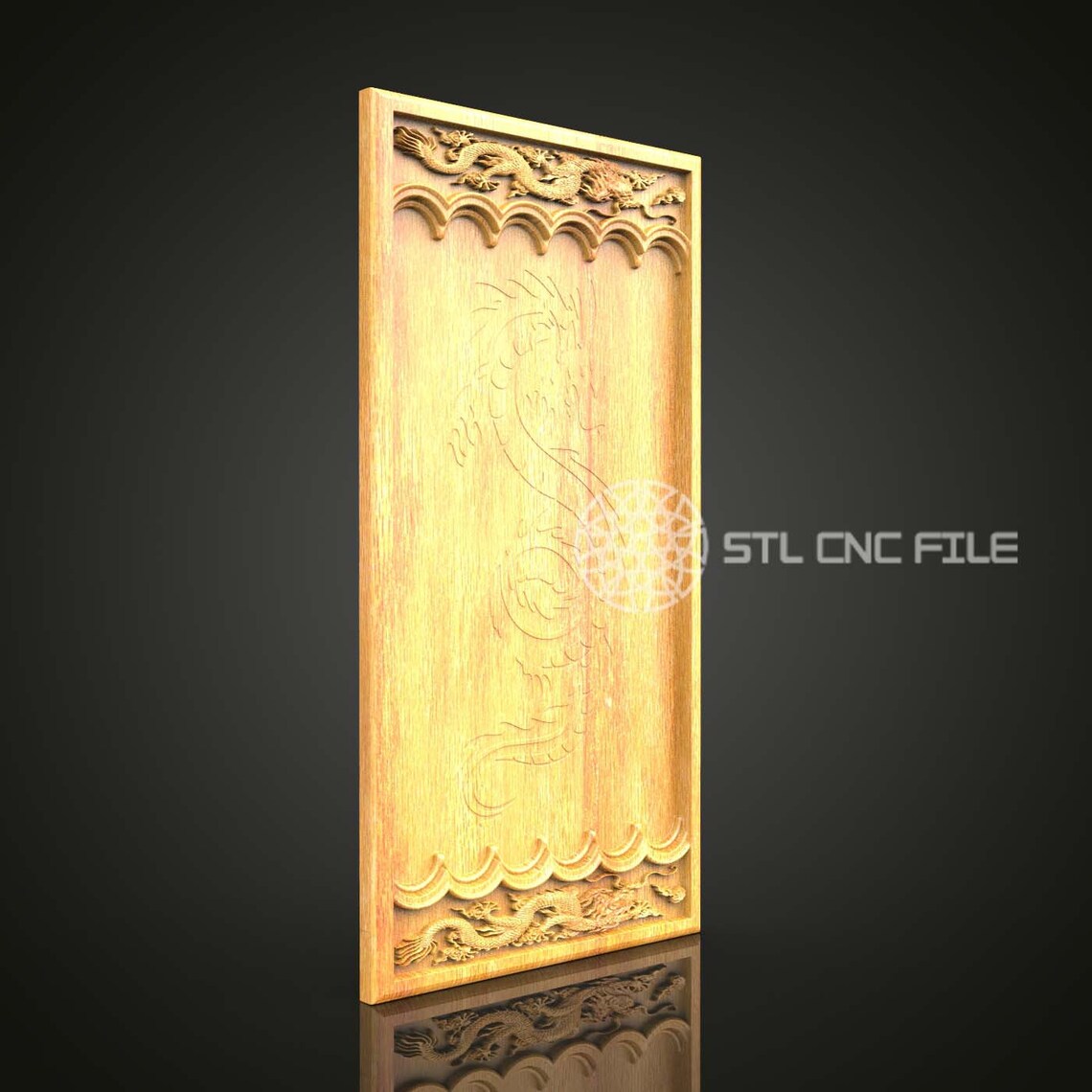 Oriental Dragon Engraved STL Model, CNC Woodworking File, Artcam Aspire ...