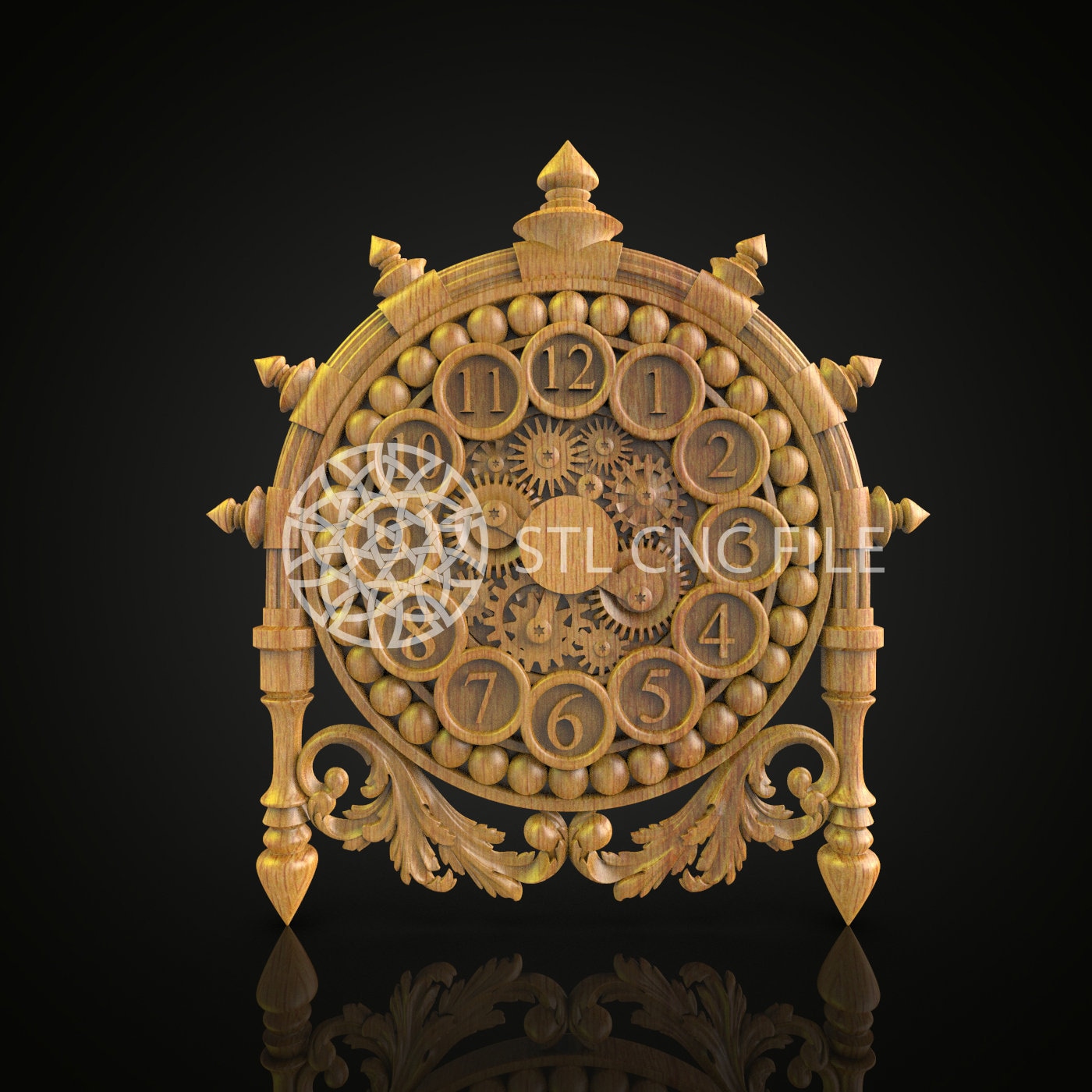 Mechanical Gear Clock 3D STL Model, CNC Router Engraving File ...