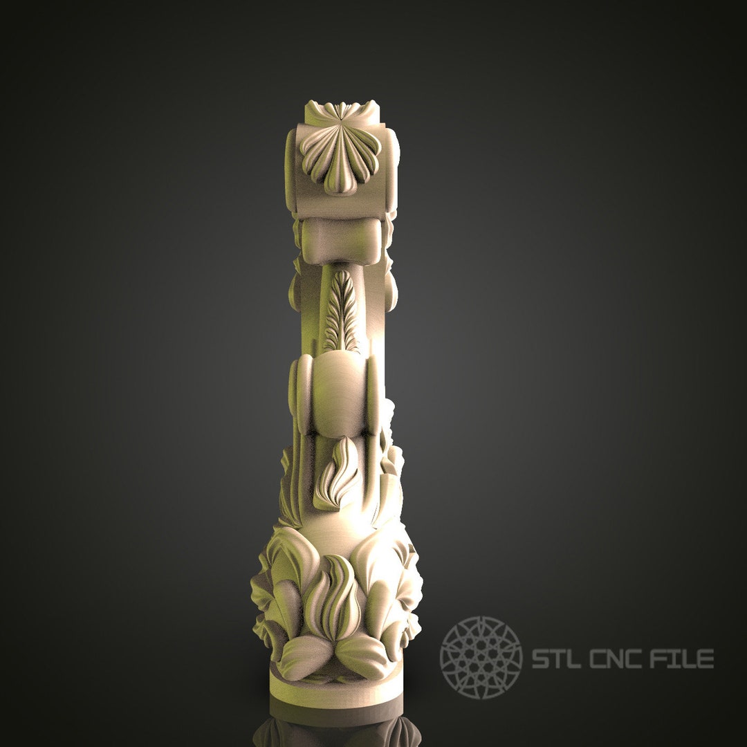 Floral Column Ornament - STL Model for CNC Router, 3D Printer - Artcam ...