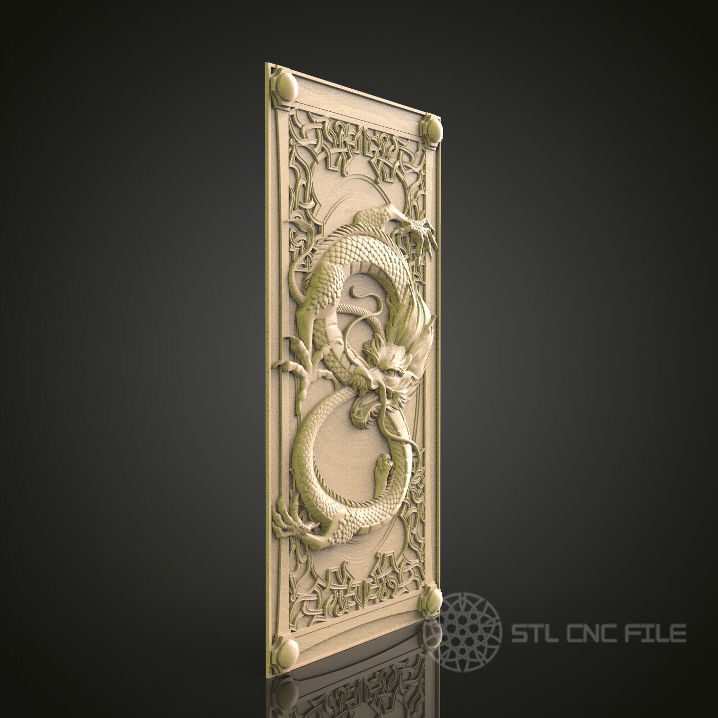 Asian Dragon Panel 3D Model STL File for CNC Router, Mythical Beast ...