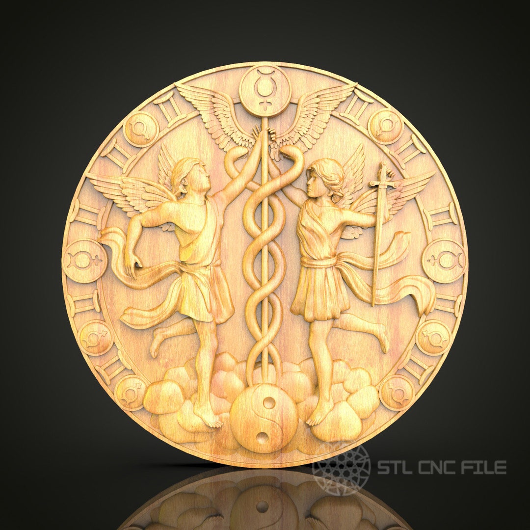Celestial Caduceus Wall Art - Detailed CNC Router STL Model for Artcam ...