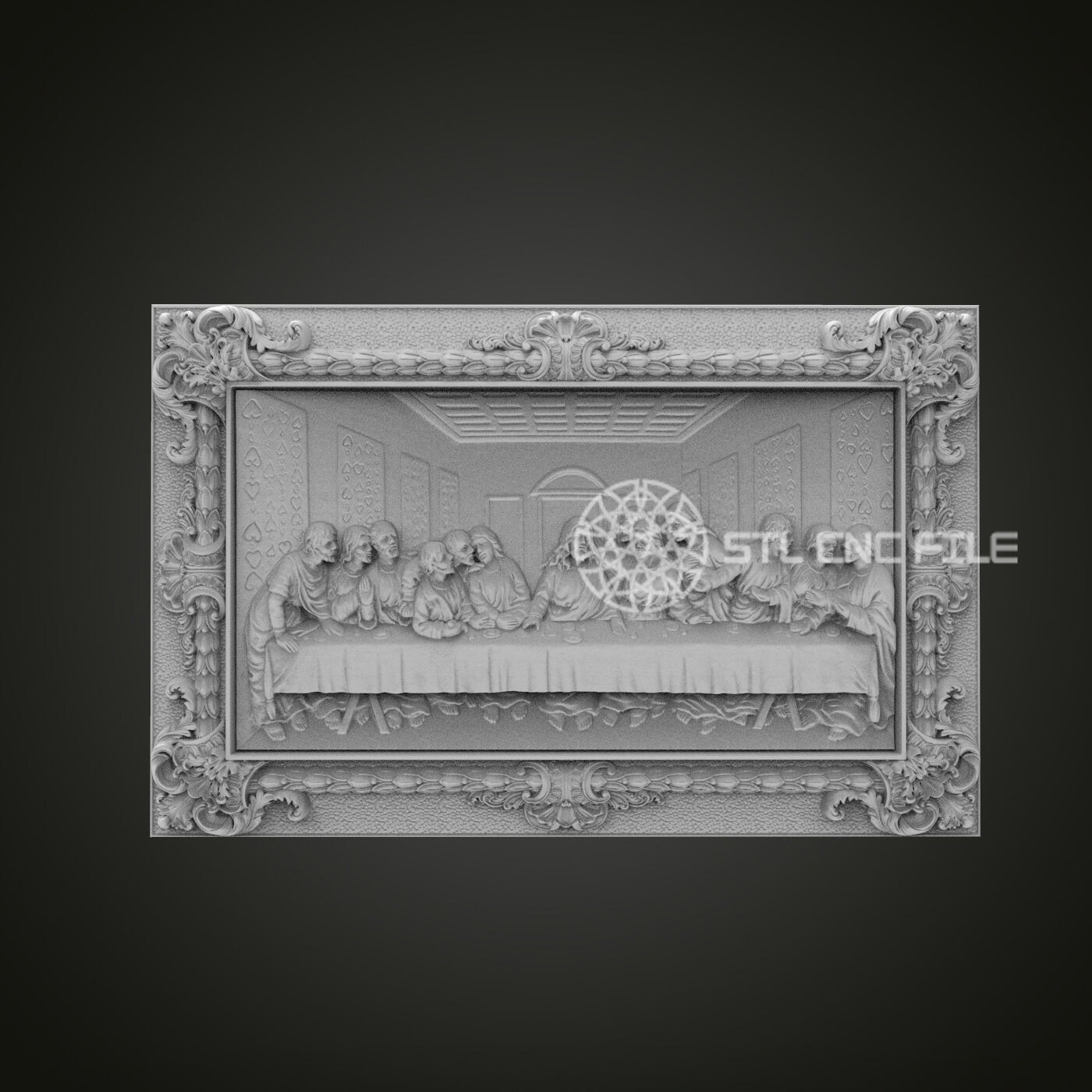 Last Supper Relief STL File, Classical Scene Carving for CNC, Detailed ...
