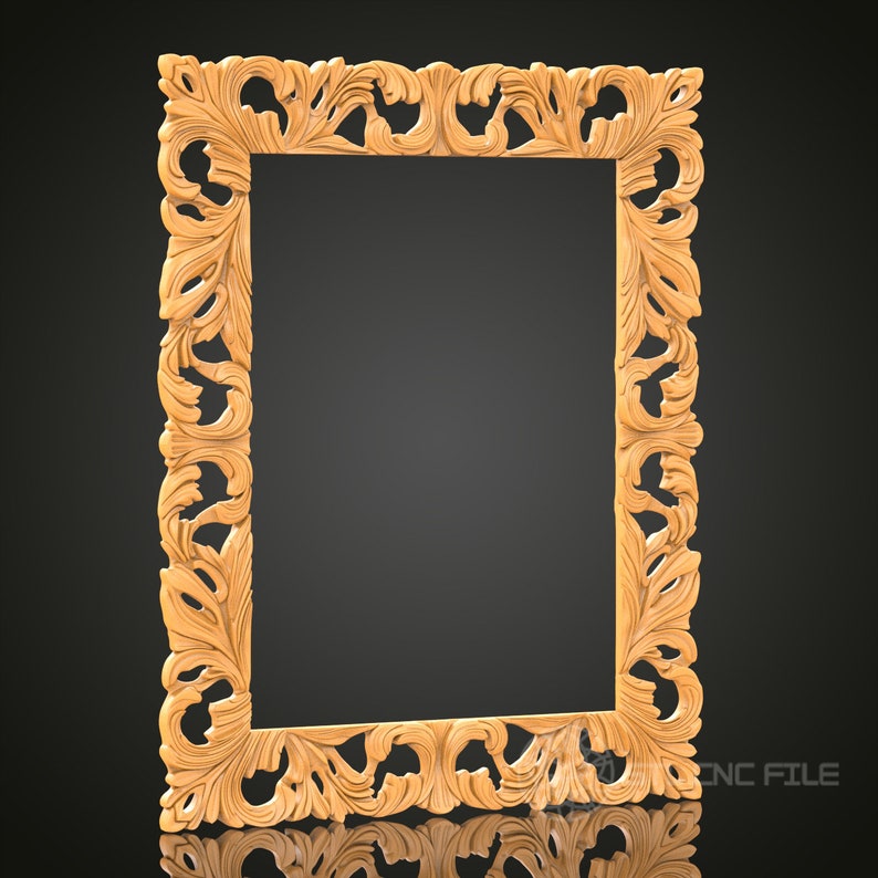 Leafy Rectangular Frame STL Model: CNC Router & 3D Printer (digital ...